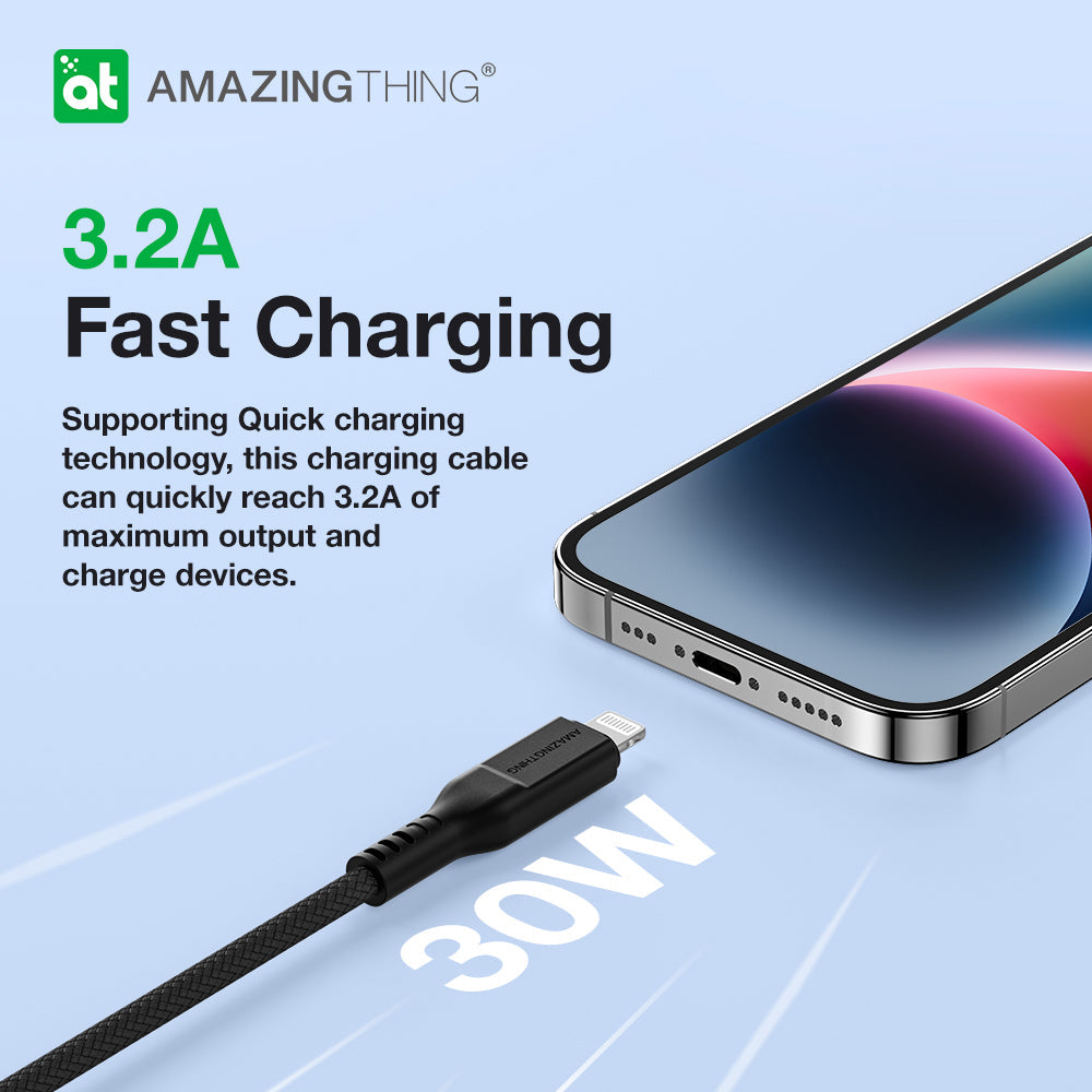 THUNDER PRO Lightning to USB-C Charging Cable | PD30W 3.2A – AMAZINGTHING